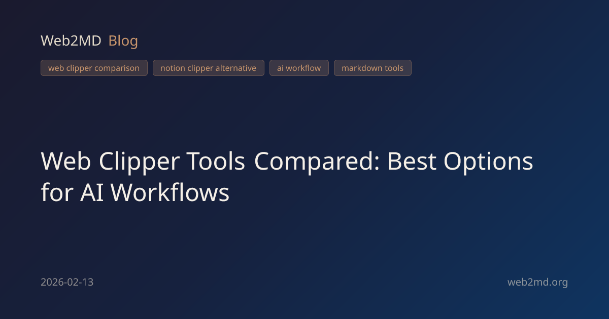 Web Clipper Tools Compared: Best Options for AI Workflows | Web2MD Blog